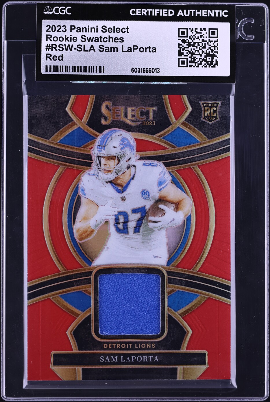 2023 Select Red Prizm Sam LaPorta ROOKIE PATCH #RSW-SLA CGC AUTH on ...