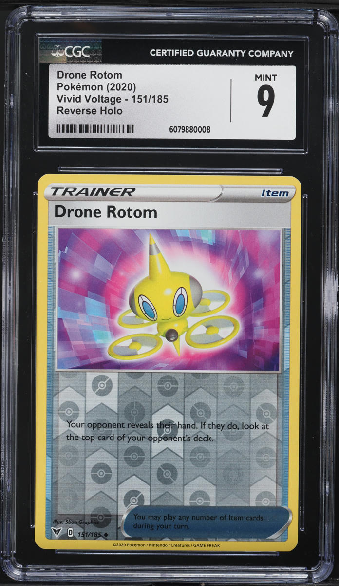 2020 Pokemon SWSH Vivid Voltage Reverse Holo Drone Rotom #151 CGC 9 ...