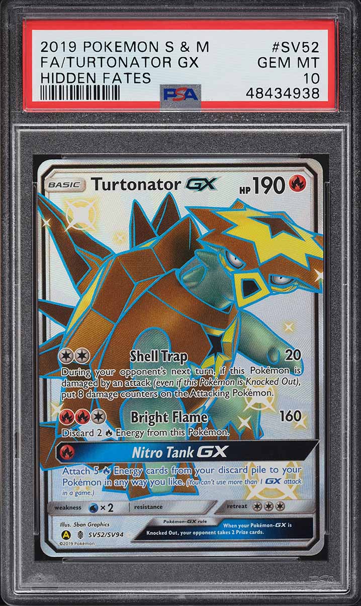 2019 Pokemon Sun & Moon Hidden Fates Full Art Turtonator GX #SV52 PSA ...