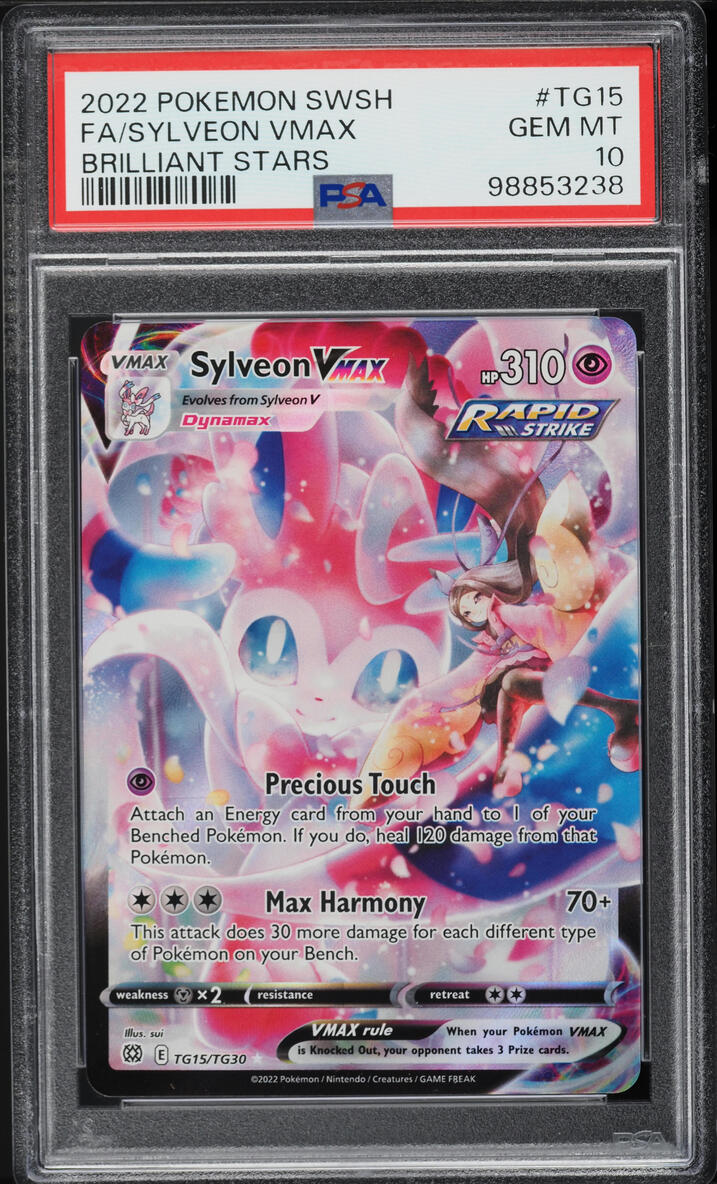 2022 Pokemon SWSH Brilliant Stars Character Rare Sylveon VMAX #TG15 PSA ...