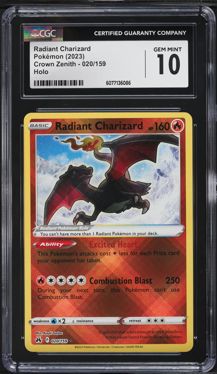 2023 Pokemon SWSH Crown Zenith Holo Radiant Charizard #20 CGC 10 GEM MINT on Fanatics Collect