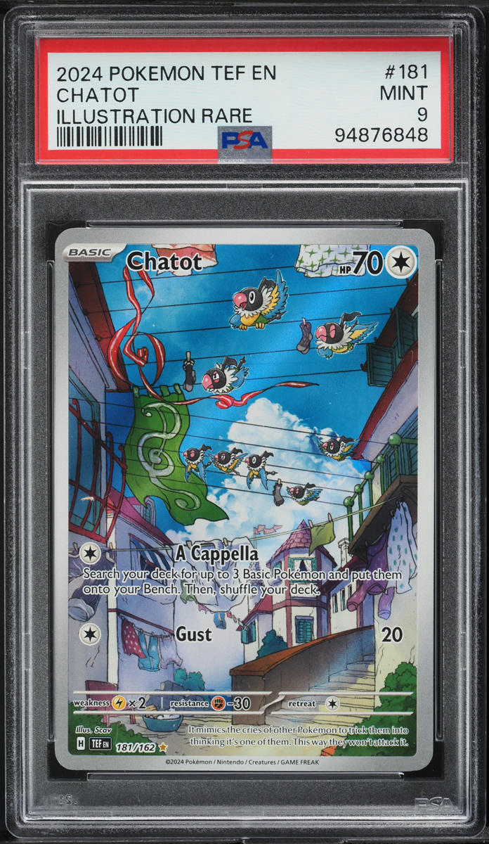 2024 Pokemon SV Temporal Forces Illustration Rare Chatot #181 PSA 9 MINT on Fanatics Collect