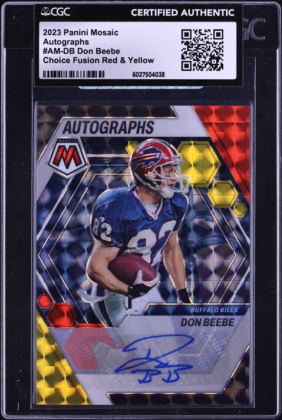 2023 Panini Mosaic Choice Fusion Red & Yellow Don Beebe AUTO #AM-DB CGC ...
