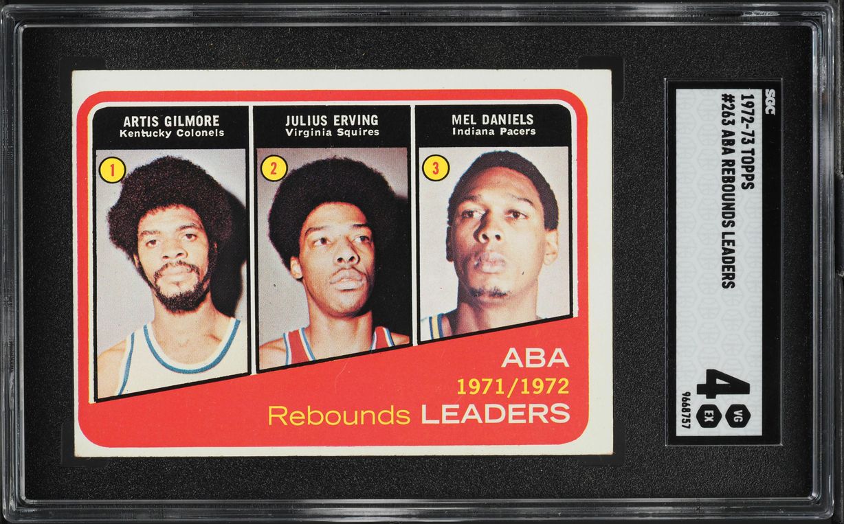 1972 Topps Basketball Julius Erving Artis Gilmore Mel Daniels LEADERS ...