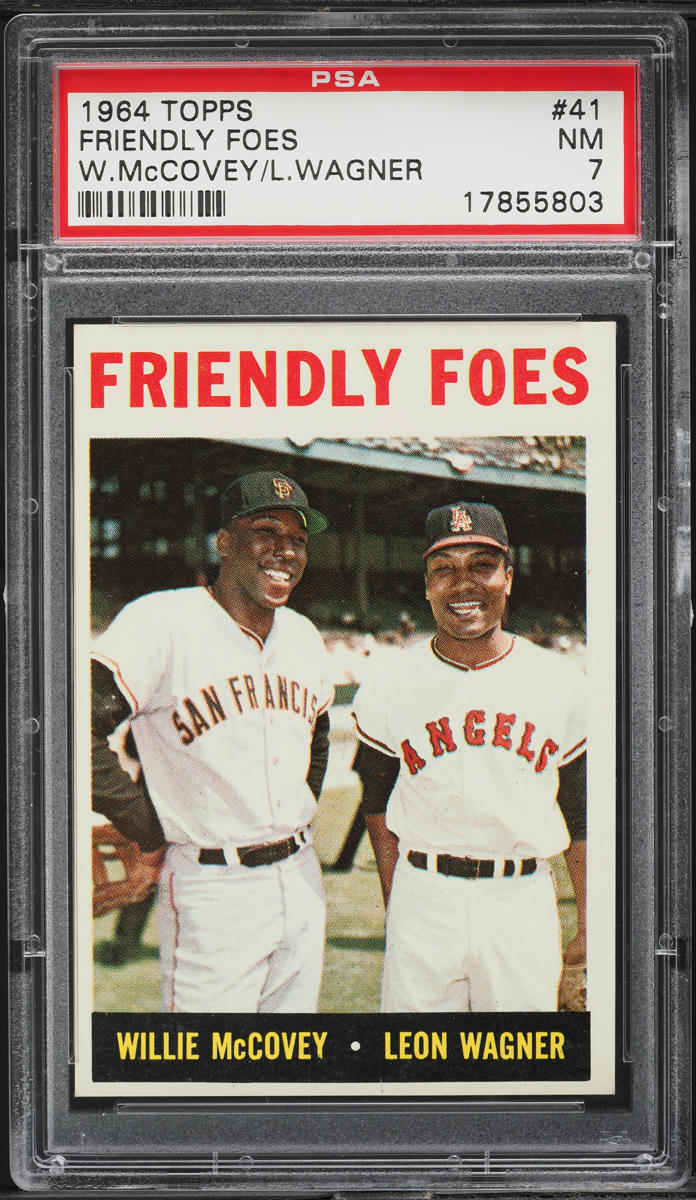 1964 Topps Willie McCovey Leon Wagner FRIENDLY FOES #41 PSA 7 NRMT on ...