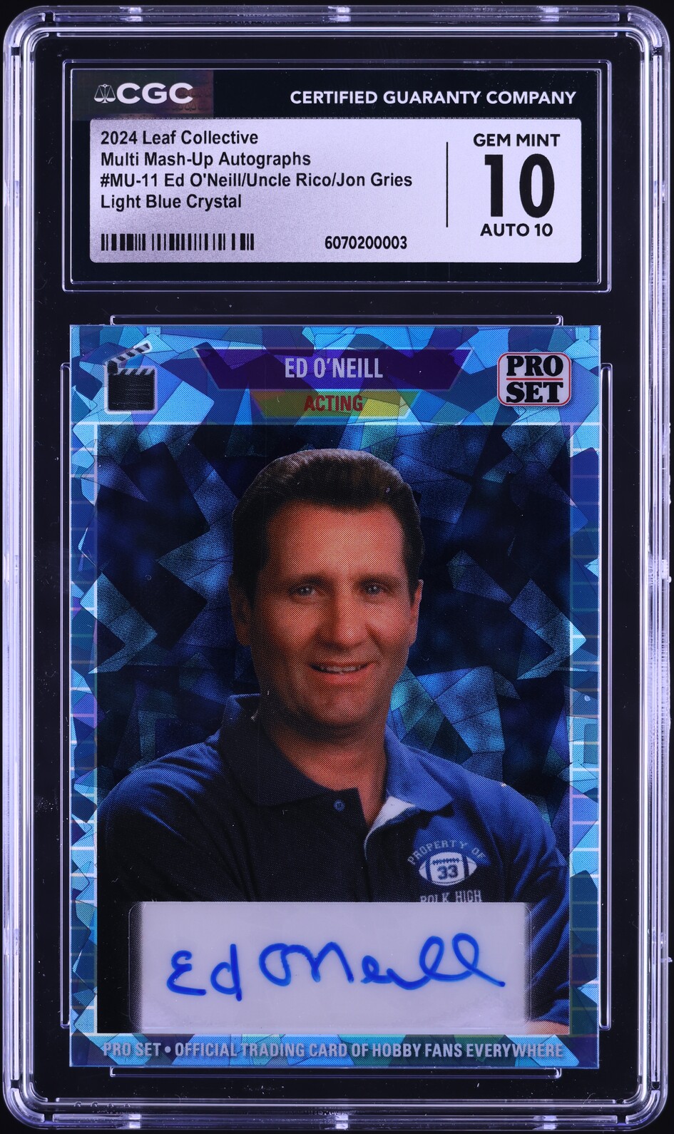2024 Leaf Light Blue Crystal Ed O'Neill Uncle Rico Jon Gries /20 CGC 10 ...
