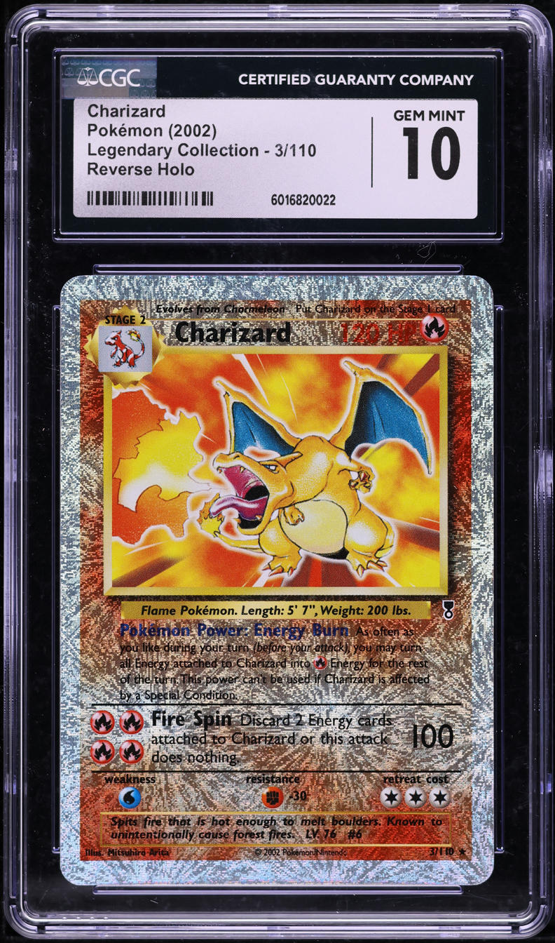 2002 Pokemon Legendary Collection Reverse Holo Charizard #3 CGC 10 GEM ...