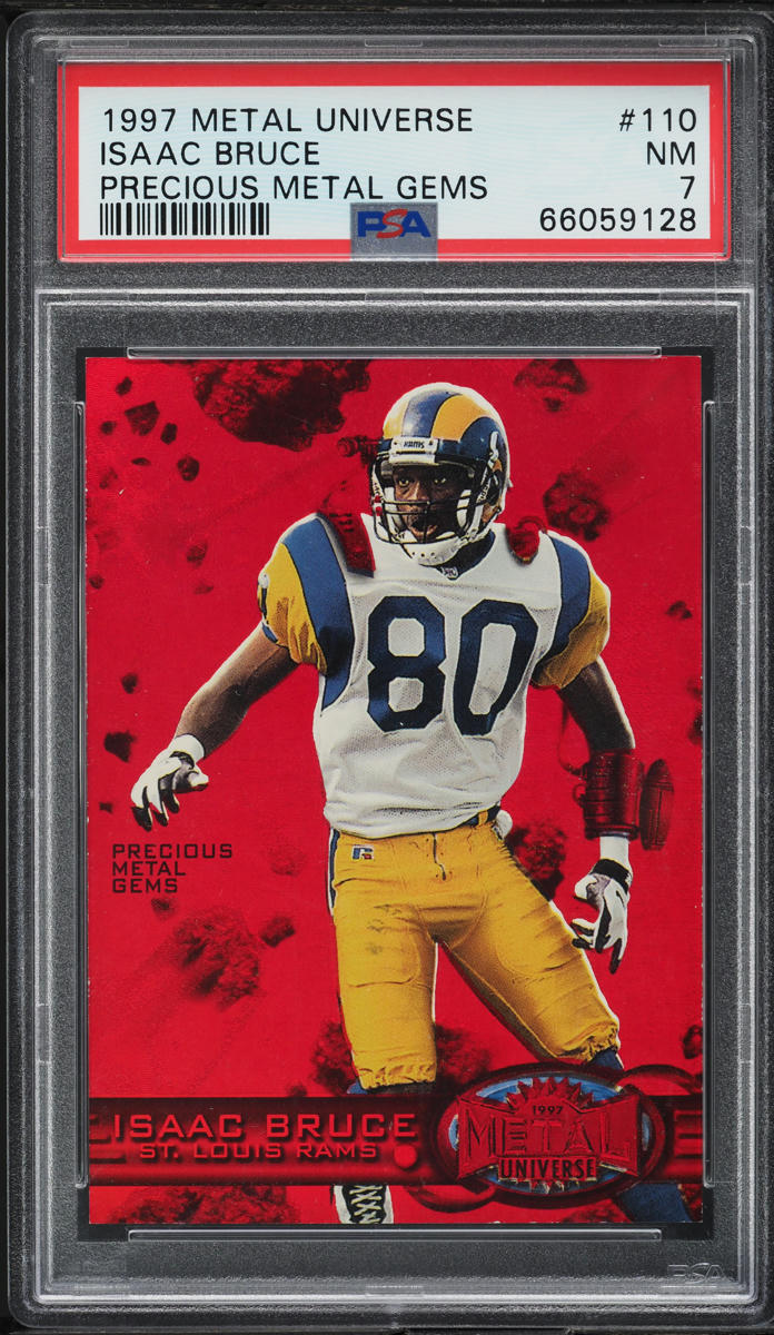 1997 Metal Universe Precious Metal Gems PMG Red Isaac Bruce /150 #110 ...