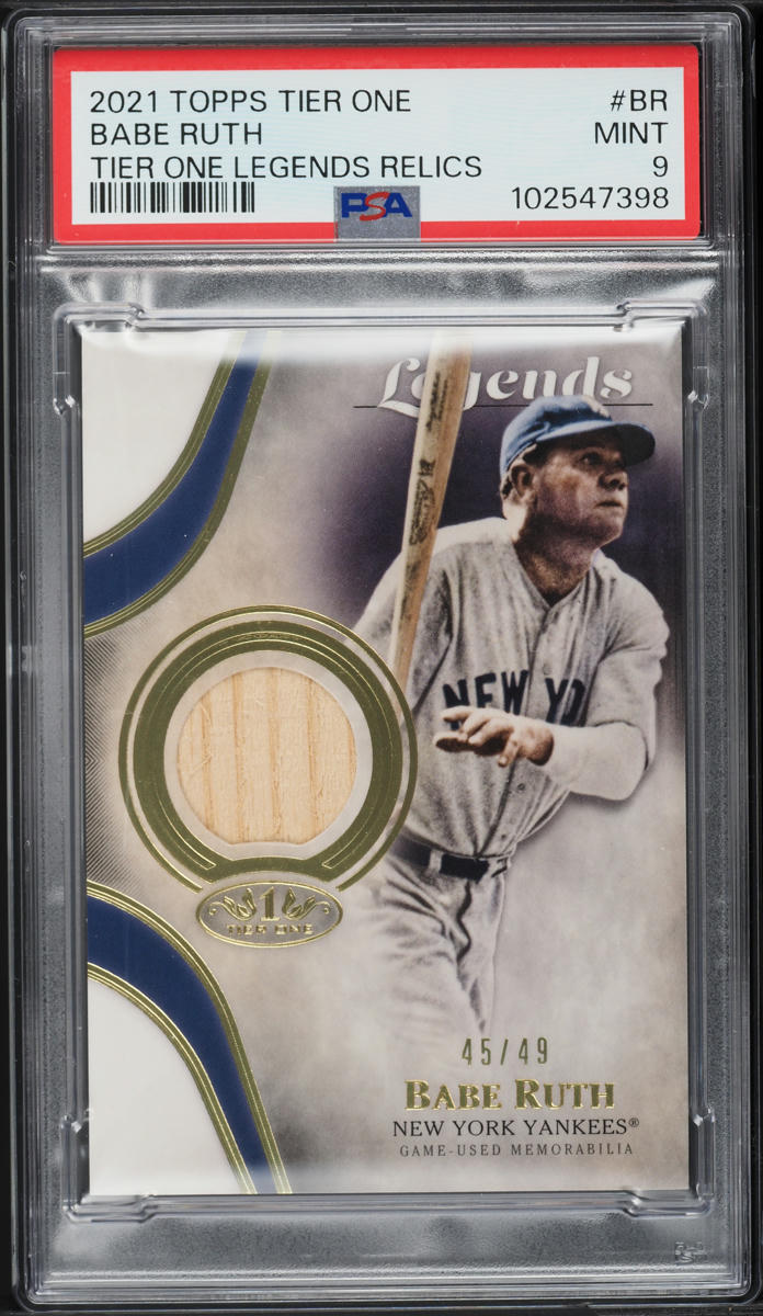 2021 Topps Tier One Legends Babe Ruth PATCH /49 #T1LR-BR PSA 9 MINT on ...
