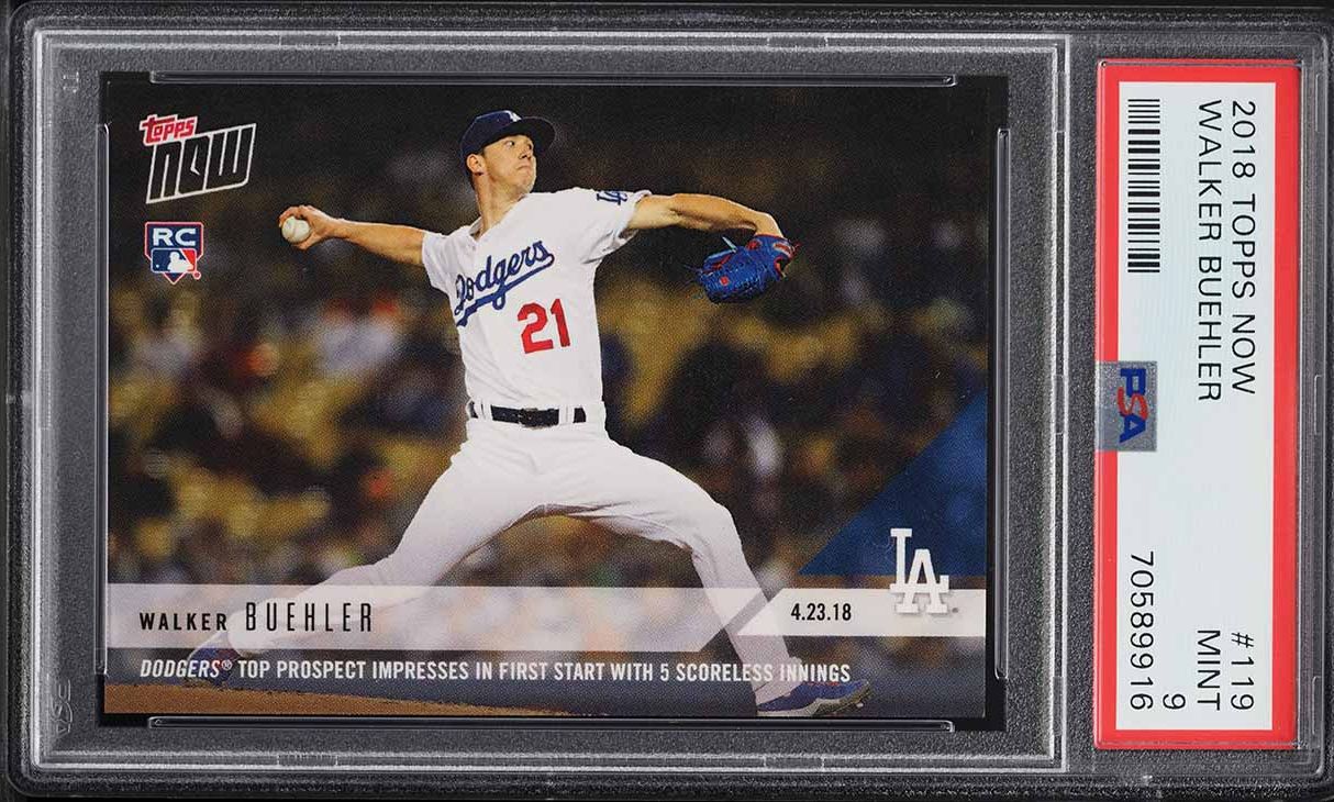2018 Topps Now Walker Buehler ROOKIE #119 PSA 9 MINT on Fanatics Collect