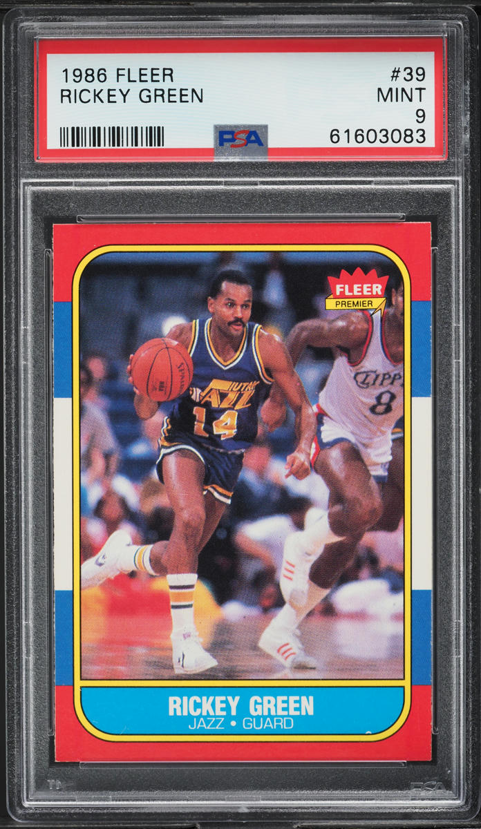 1986 Fleer Basketball Rickey Green #39 PSA 9 MINT on Fanatics Collect