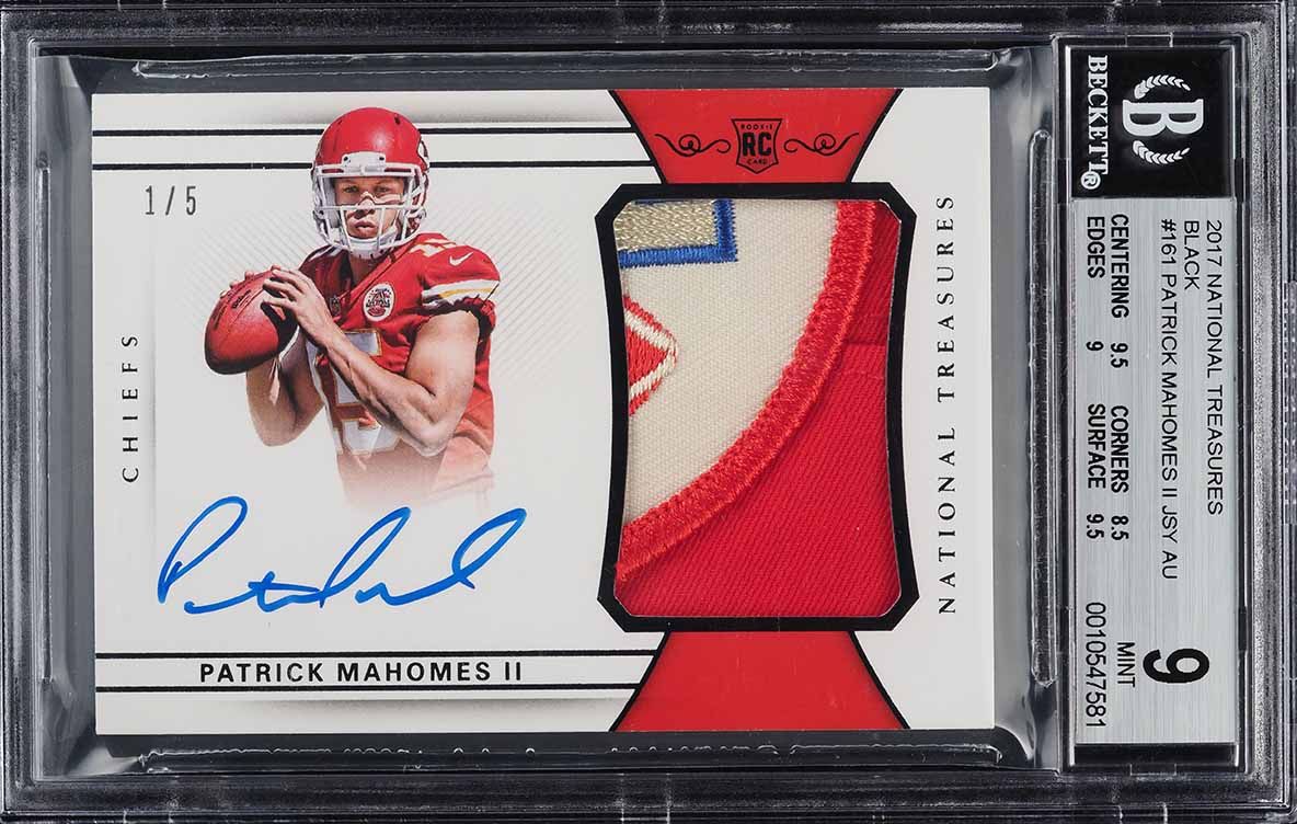 2017 National Treasures Black Patrick Mahomes ROOKIE PATCH AUTO 1/5 ...