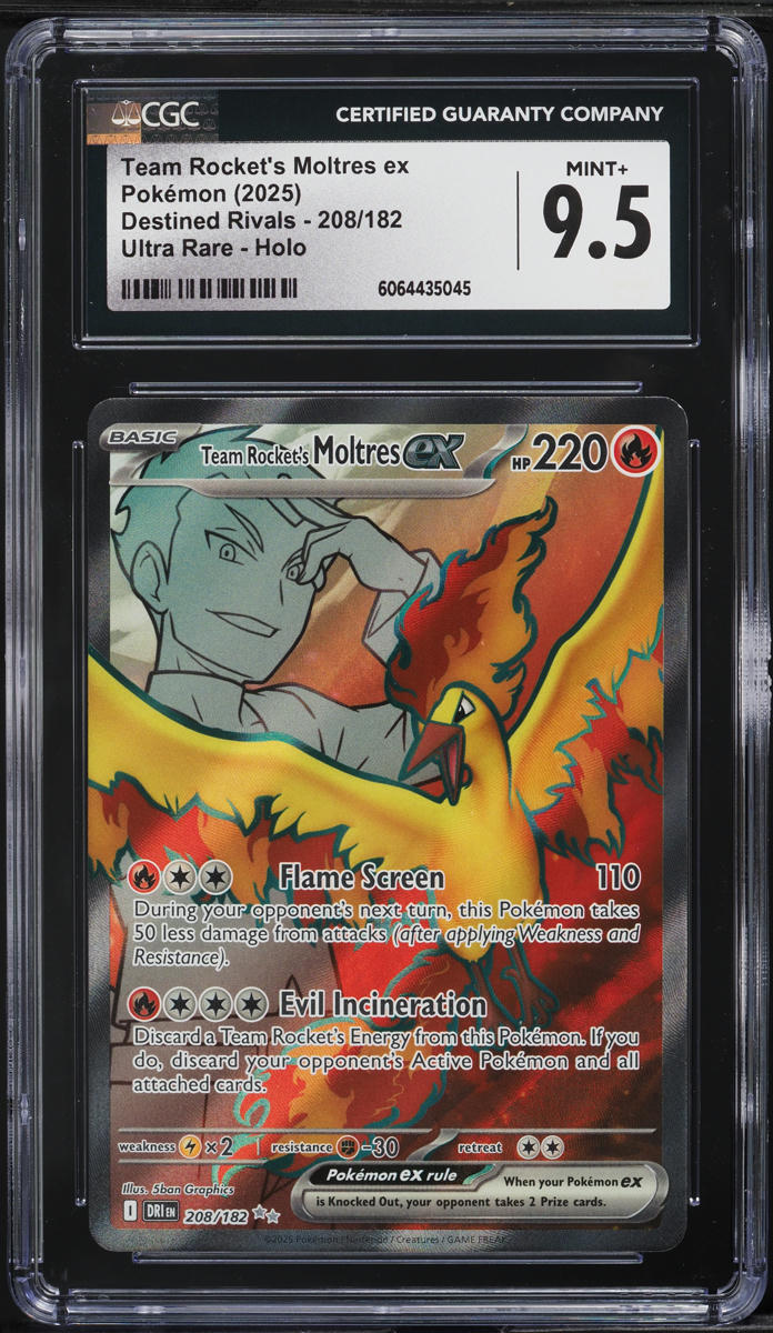 2025 Pokemon SV Destined Rivals Full Art Team Rocket's Moltres ex #208 CGC 9.5 on Fanatics Collect