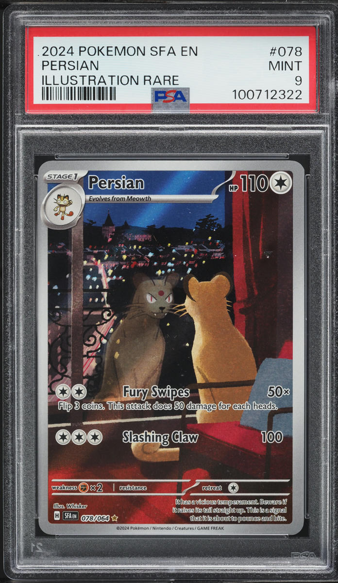 2024 Pokemon Scarlet & Violet Shrouded Fable IR Persian #78 PSA 9 MINT ...