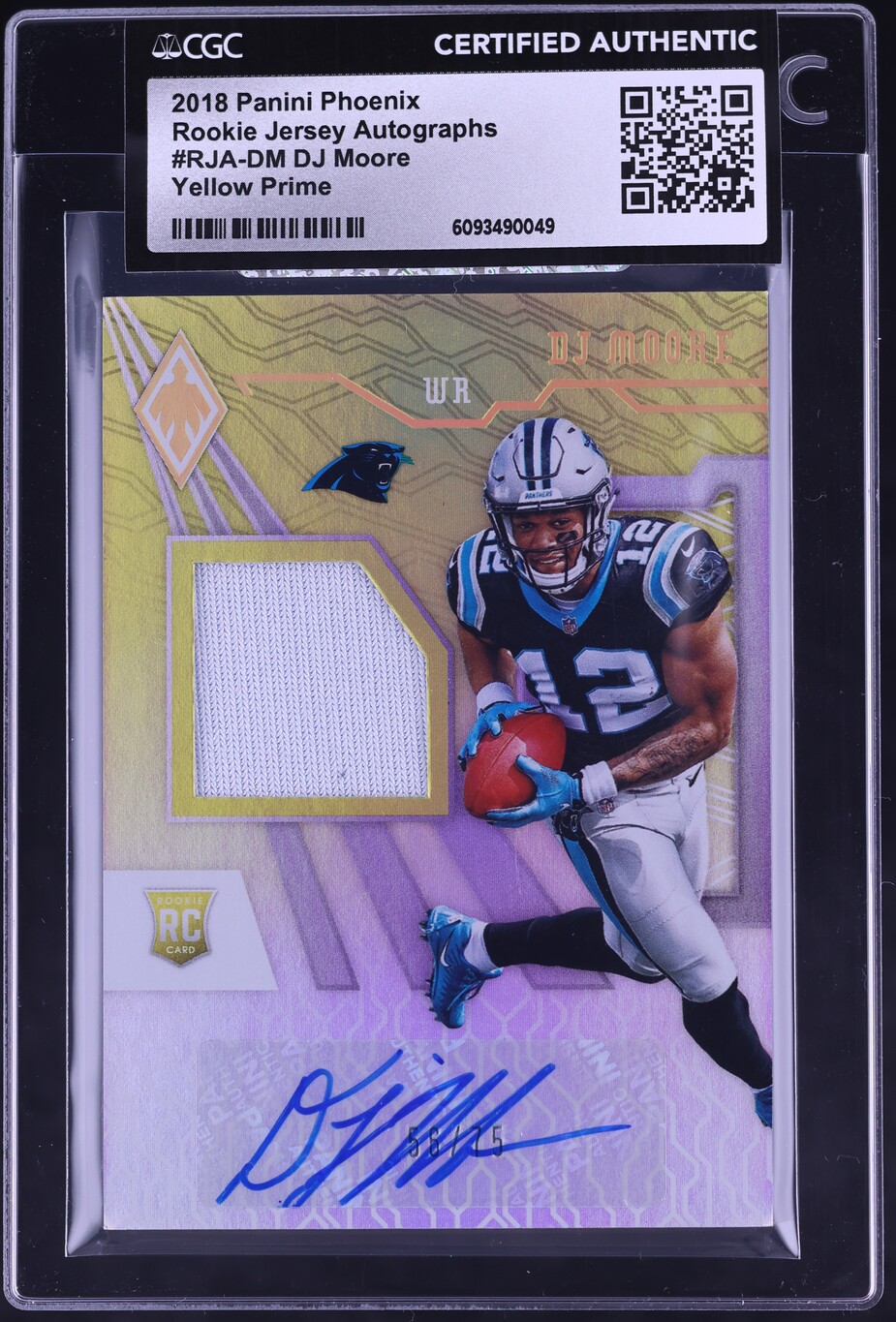 2018 Panini Phoenix Yellow Prime DJ Moore ROOKIE PATCH AUTO /75 #RJA-DM ...