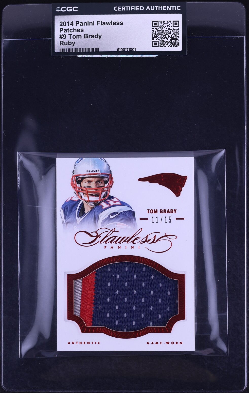 2014 Panini Flawless Ruby Tom Brady PATCH /15 #9 CGC AUTH on Fanatics ...