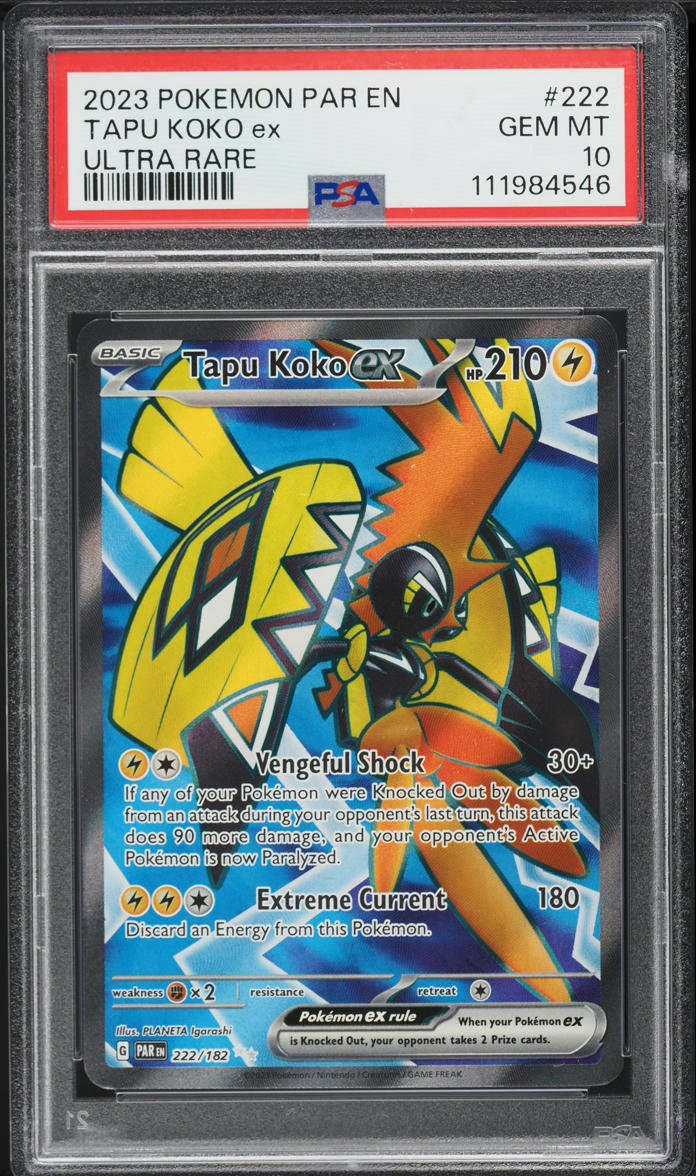 2023 Pokemon Sv Paradox Rift Full Art Tapu Koko Ex 222 Psa 10 Gem Mint