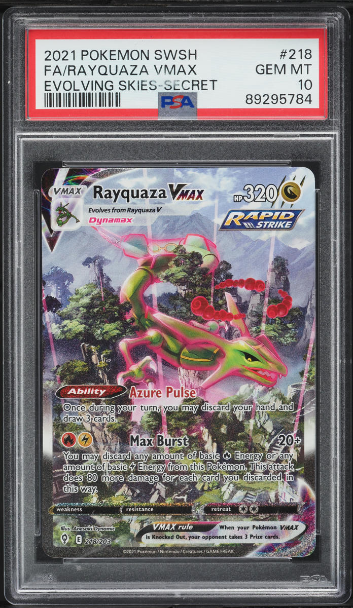 2021 Pokemon Sword & Shield Evolving Skies Alt Art Rayquaza VMAX #218 PSA 10 GEM on Fanatics Collect