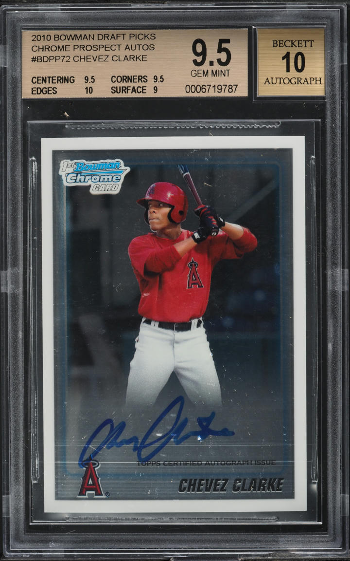 2010 Bowman Chrome Draft Chevez Clarke PROSPECT AUTO #BDPP72 BGS 9.5 ...