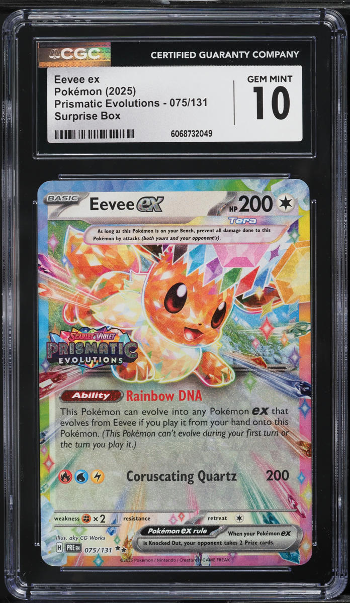 2025 Pokemon SV Prismatic Evolutions Surprise Box Eevee ex #75 CGC 10 GEM MINT on Fanatics Collect