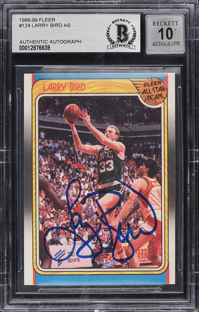 1988 Fleer Basketball Larry Bird ALL-STAR, AUTO #124 BGS Auth on ...