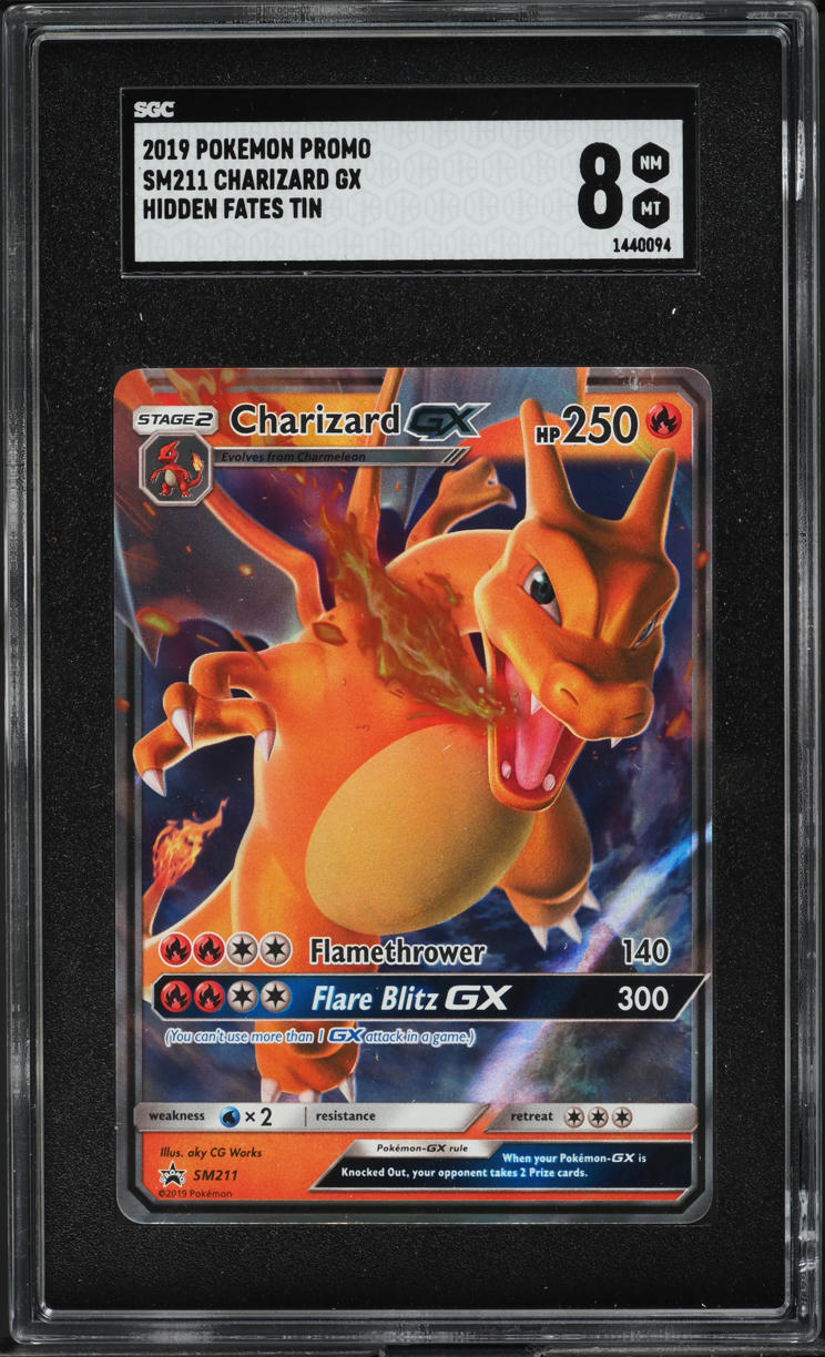 2019 Pokemon Sun & Moon Promo Hidden Fates Tin Charizard GX #SM211 SGC ...