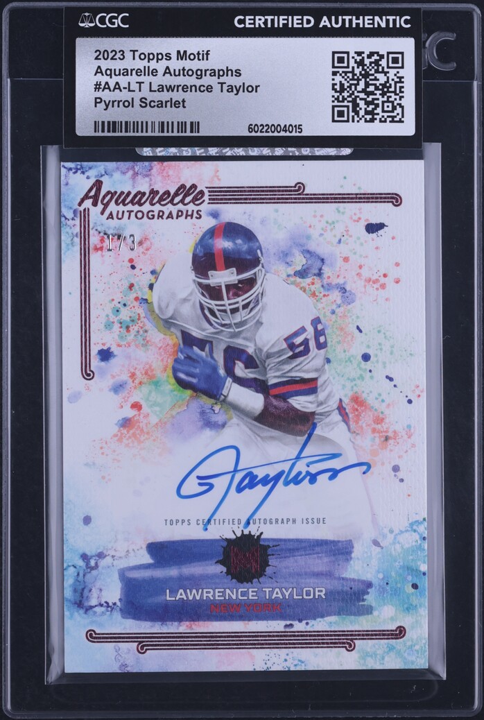 2023 Topps Motif Aquarelle Pyrrol Scarlet Lawrence Taylor AUTO 1/3 CGC ...
