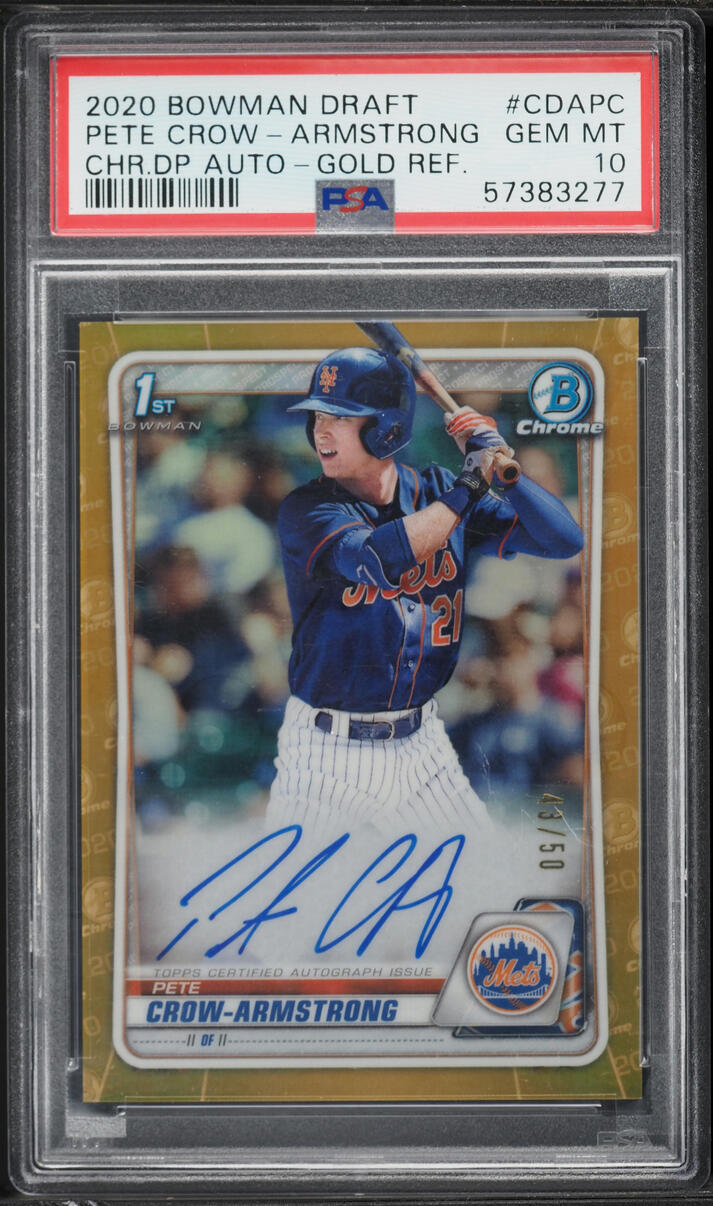 2020 Bowman Chrome Gold Refractor Pete Crow-Armstrong PROSPECT AUTO /50 ...