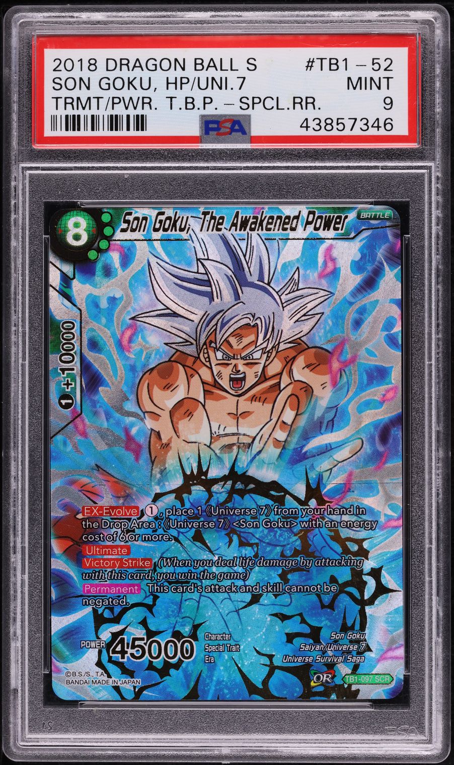 2018 Dragon Ball Super Tournament Of Power Son Goku Awakened Power PSA 9 MINT on Fanatics Collect