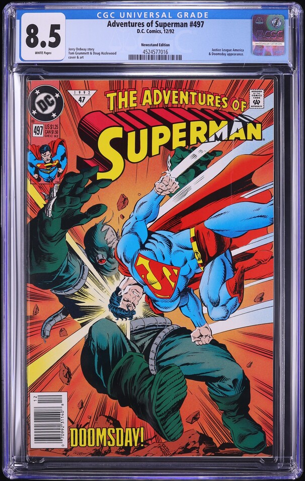 Adventures Of Superman #497 (DC Comics, 1992) CGC 8.5 White Pages on ...