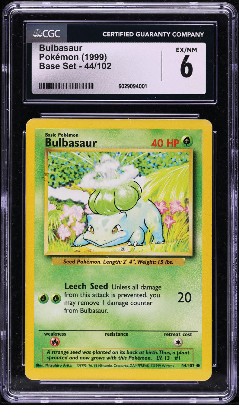 1999 Pokemon Base Set Bulbasaur #44 CGC 6 EXMT on Fanatics Collect