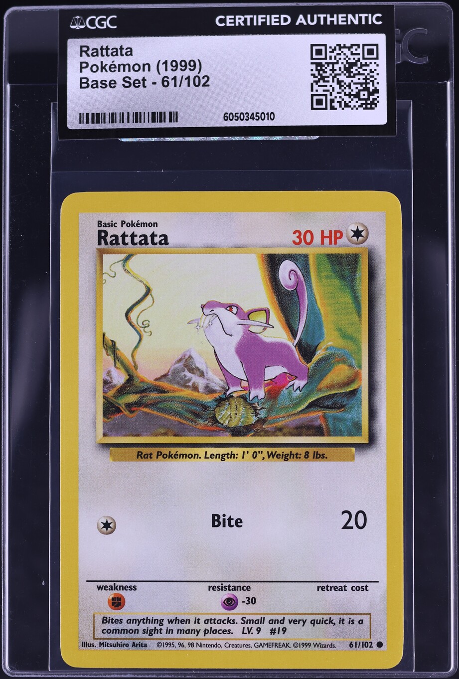 1999 Pokemon Base Set Rattata #61 CGC AUTH on Fanatics Collect