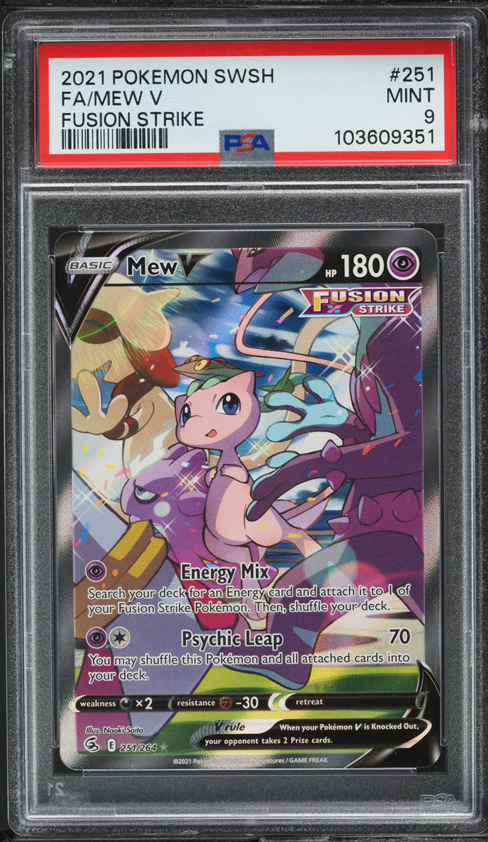 2021 Pokemon Sword & Shield Fusion Strike Full Art Mew V #251 PSA 9 MINT on Fanatics Collect