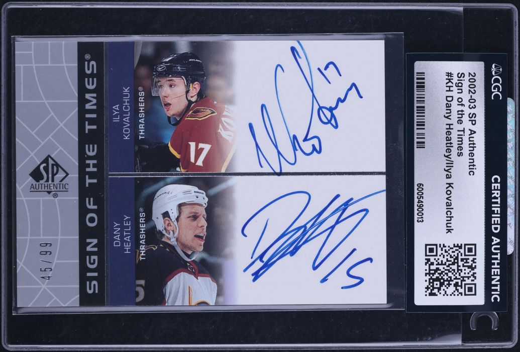 2002 SP Authentic Sign Of Times Dany Heatley Ilya Kovalchuk AUTO /99 ...