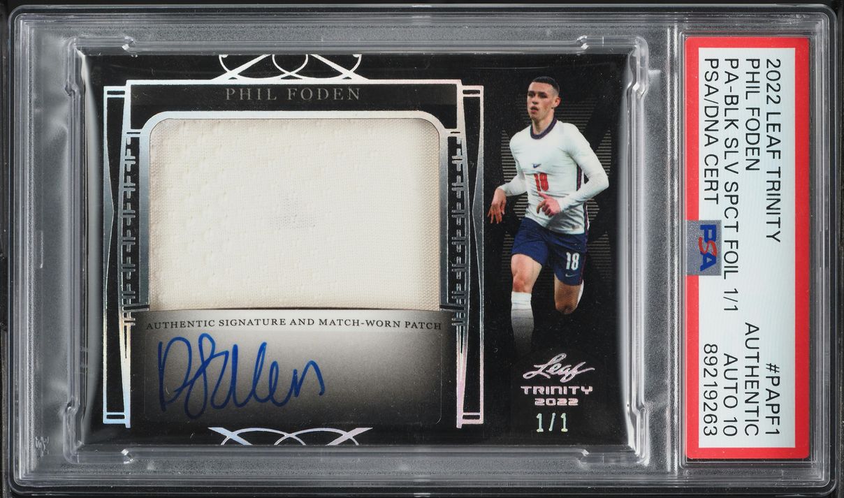 2022 Leaf Black Silver Spectrum Phil Foden PATCH AUTO DNA 10 1/1 PSA ...