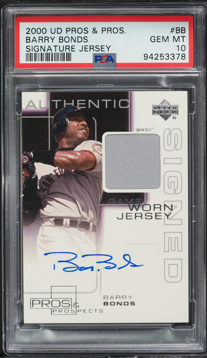 2000 Upper Deck Pros & Prospects Barry Bonds Patch Auto #bb Psa 10 Gem 