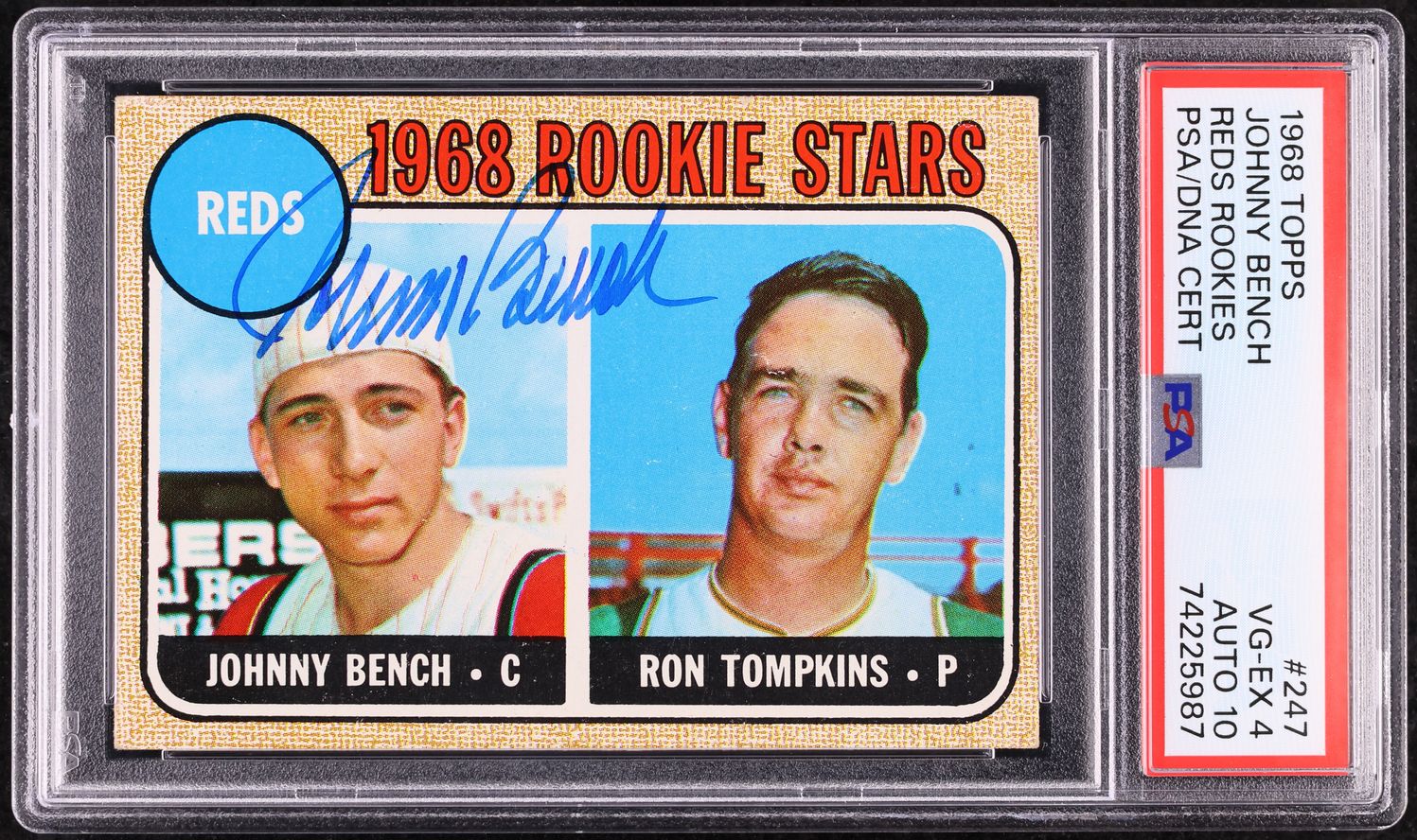 1968 Topps Johnny Bench ROOKIE AUTO DNA 10 #247 PSA 4 VGEX on Fanatics ...