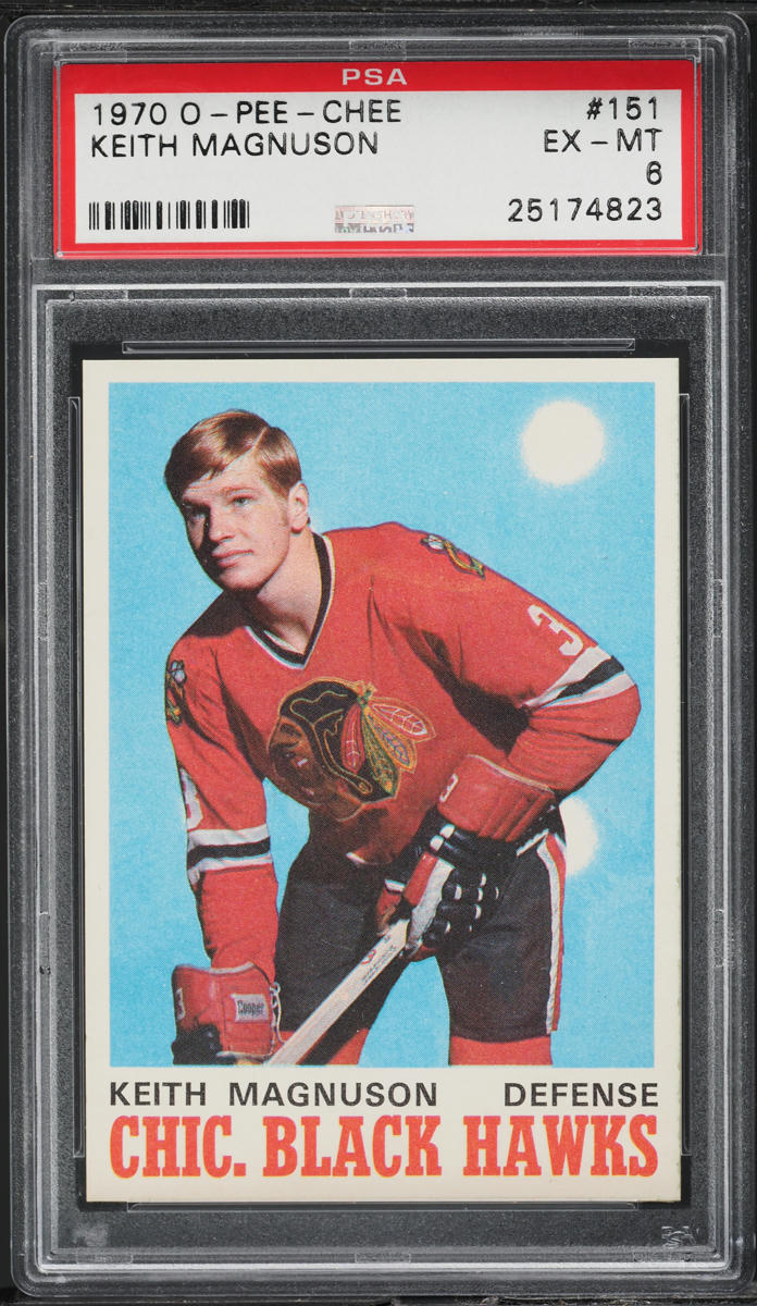 1970 O-Pee-Chee Hockey Keith Magnuson #151 PSA 6 EXMT on Fanatics Collect