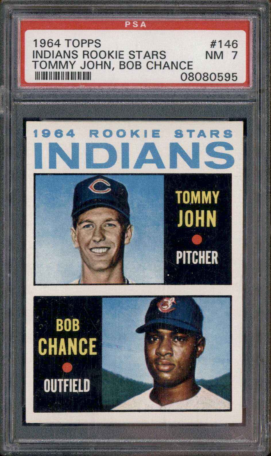 1964 Topps #146 Indians Rookie Stars Tommy John Bob Chance PSA 7 on ...