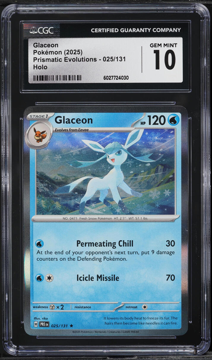 2025 Pokemon SV Prismatic Evolutions Holo Glaceon #25 CGC 10 GEM MINT ...