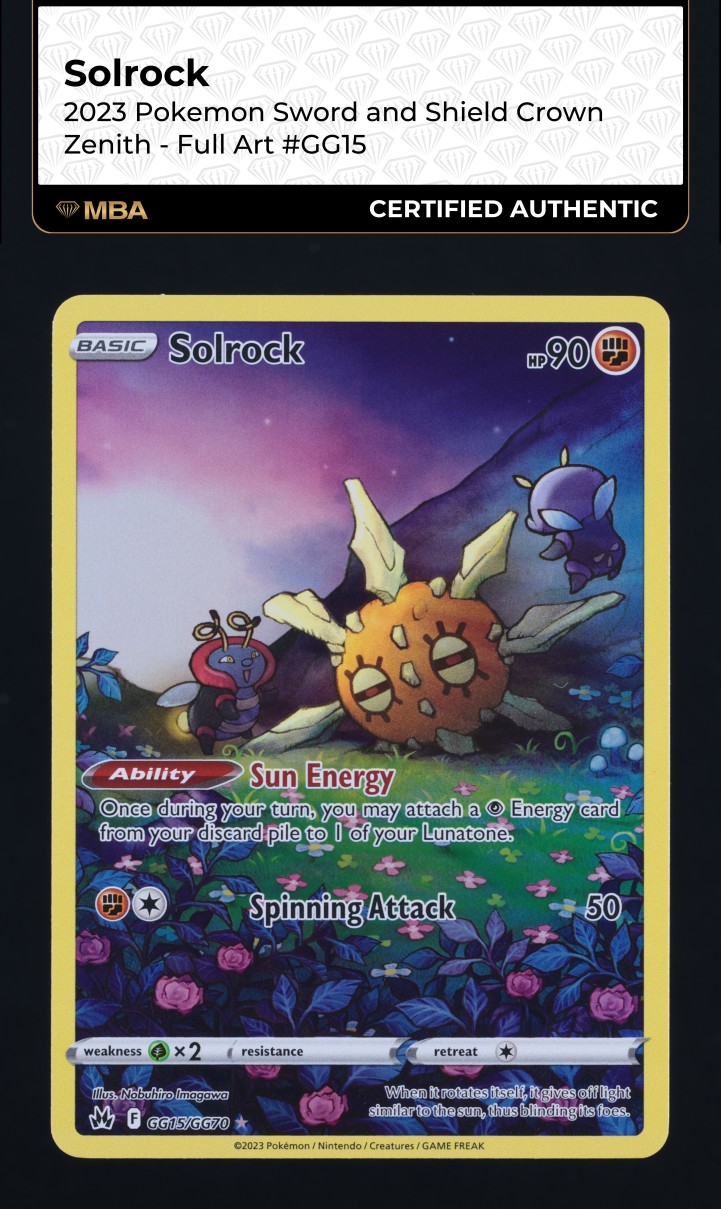 2023 Pokemon Sword & Shield Crown Zenith Solrock #GG15 MBA AUTH on ...