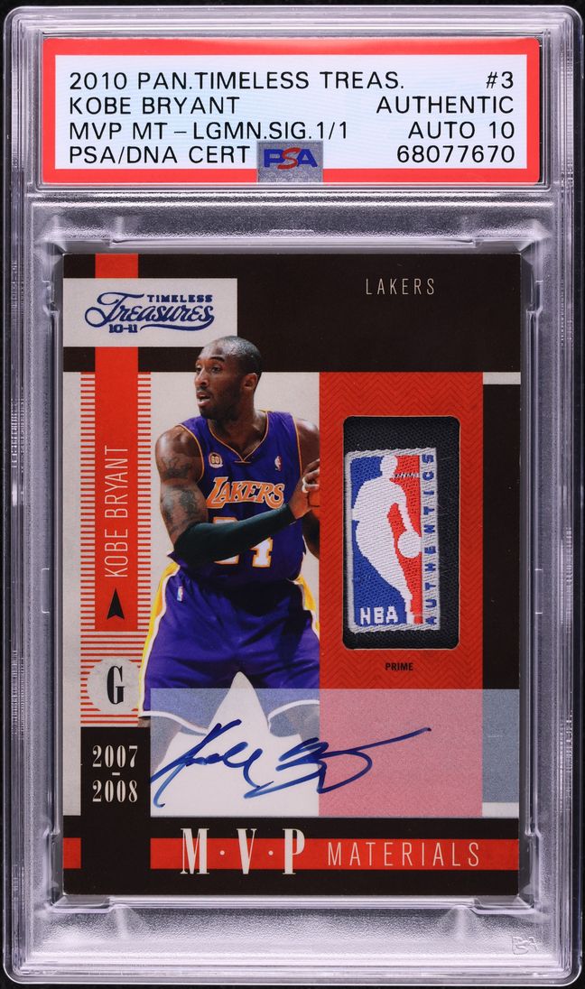 2010 Panini Timeless Treasures MVP Kobe Bryant PATCH AUTO DNA 10 1/1 PSA AUTH on Fanatics Collect