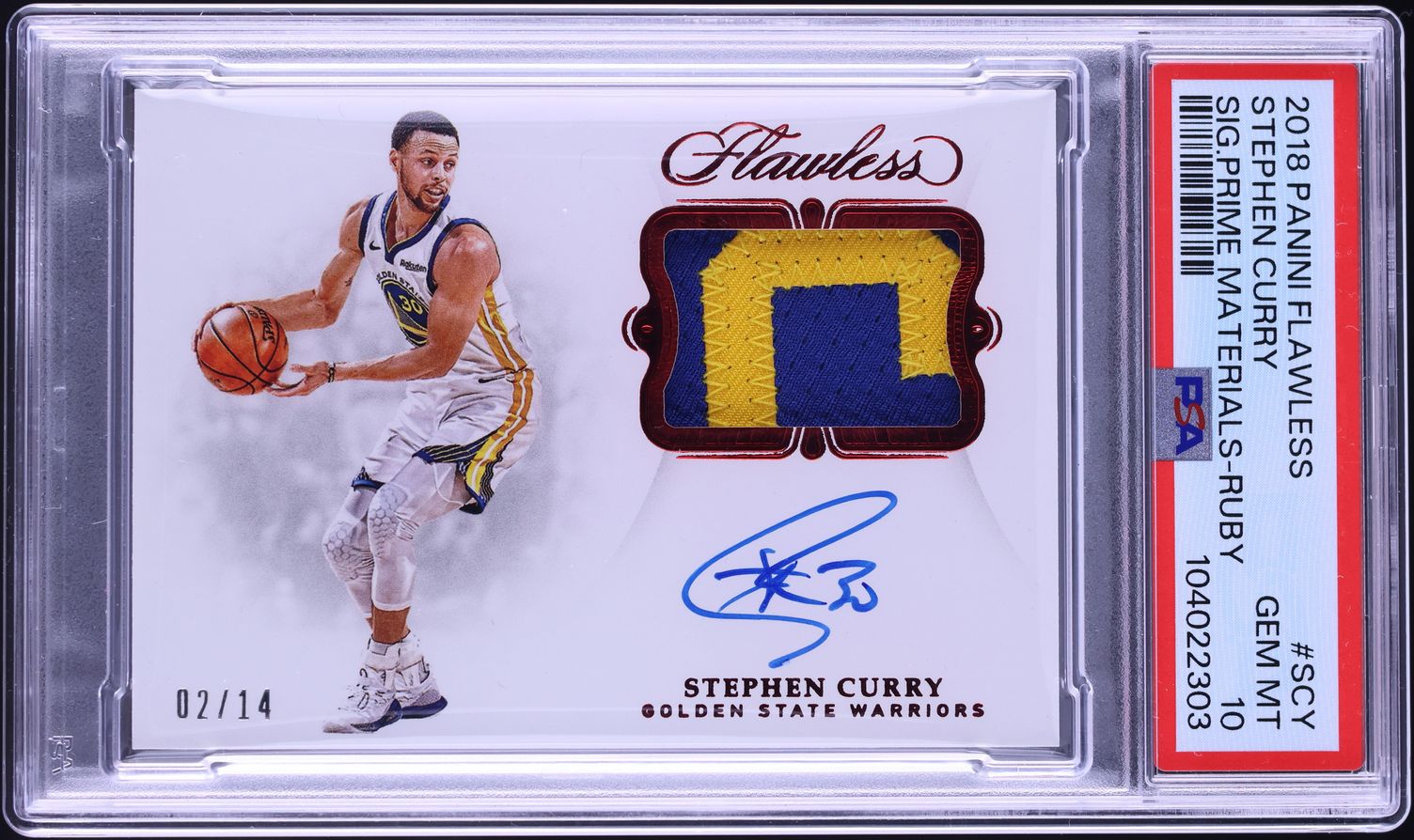 2018 Panini Flawless Prime Ruby Stephen Curry PATCH AUTO /14 #SP-SCY ...