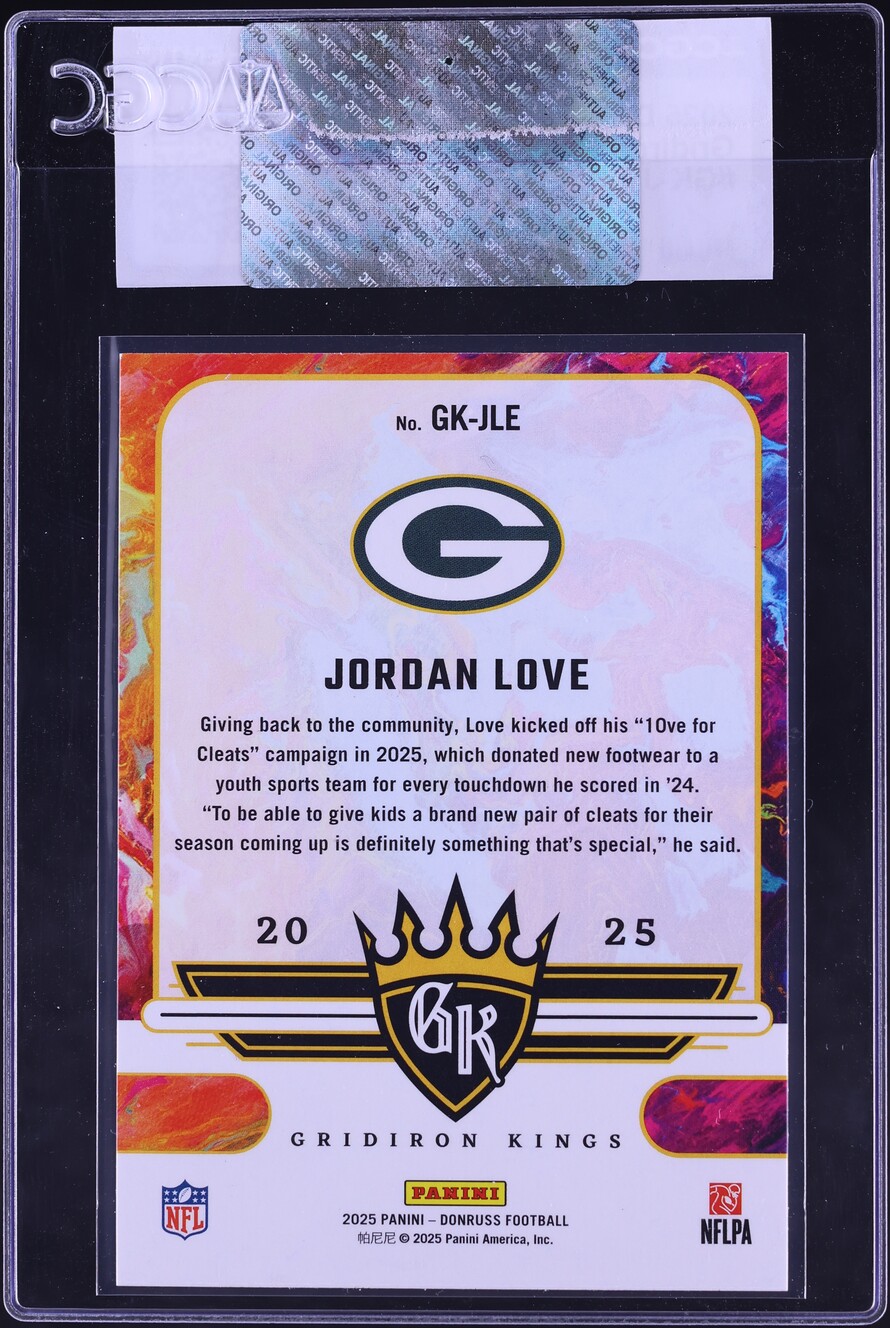 2025 Donruss Gridiron Kings Jordan Love #GK-JLE CGC AUTH on Fanatics ...