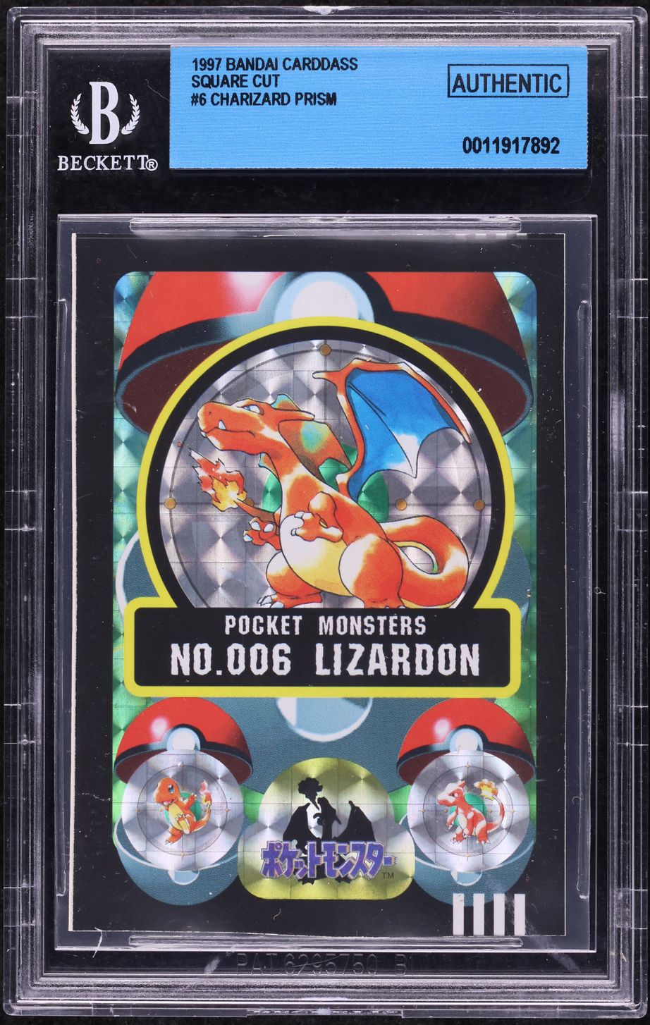 1997 Pokemon Bandai Carddass Square Cut Charizard Prism #6 BGS AUTH on ...