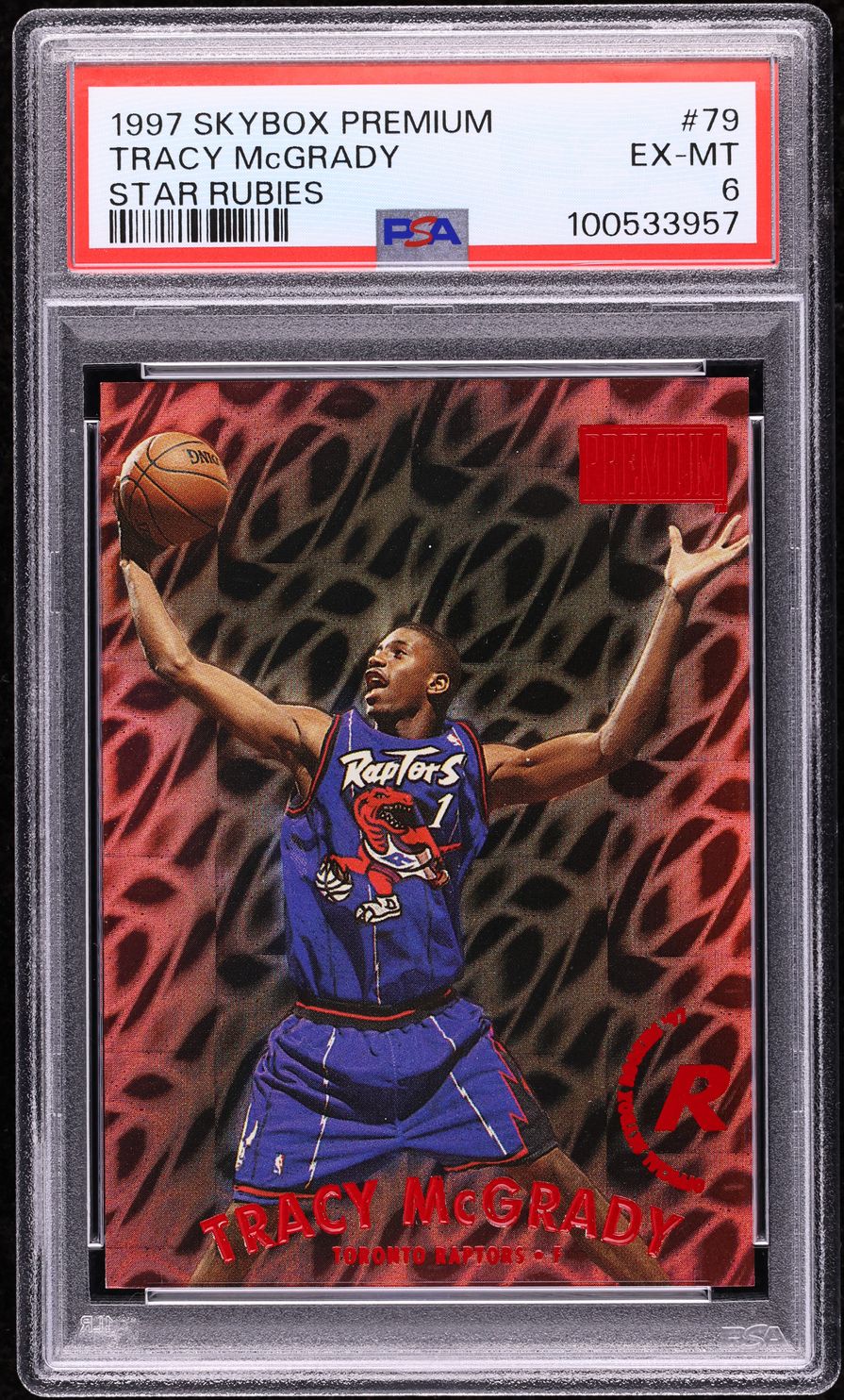 1997 Skybox Premium Star Rubies Tracy McGrady ROOKIE /50 #79 PSA 6 EXMT ...