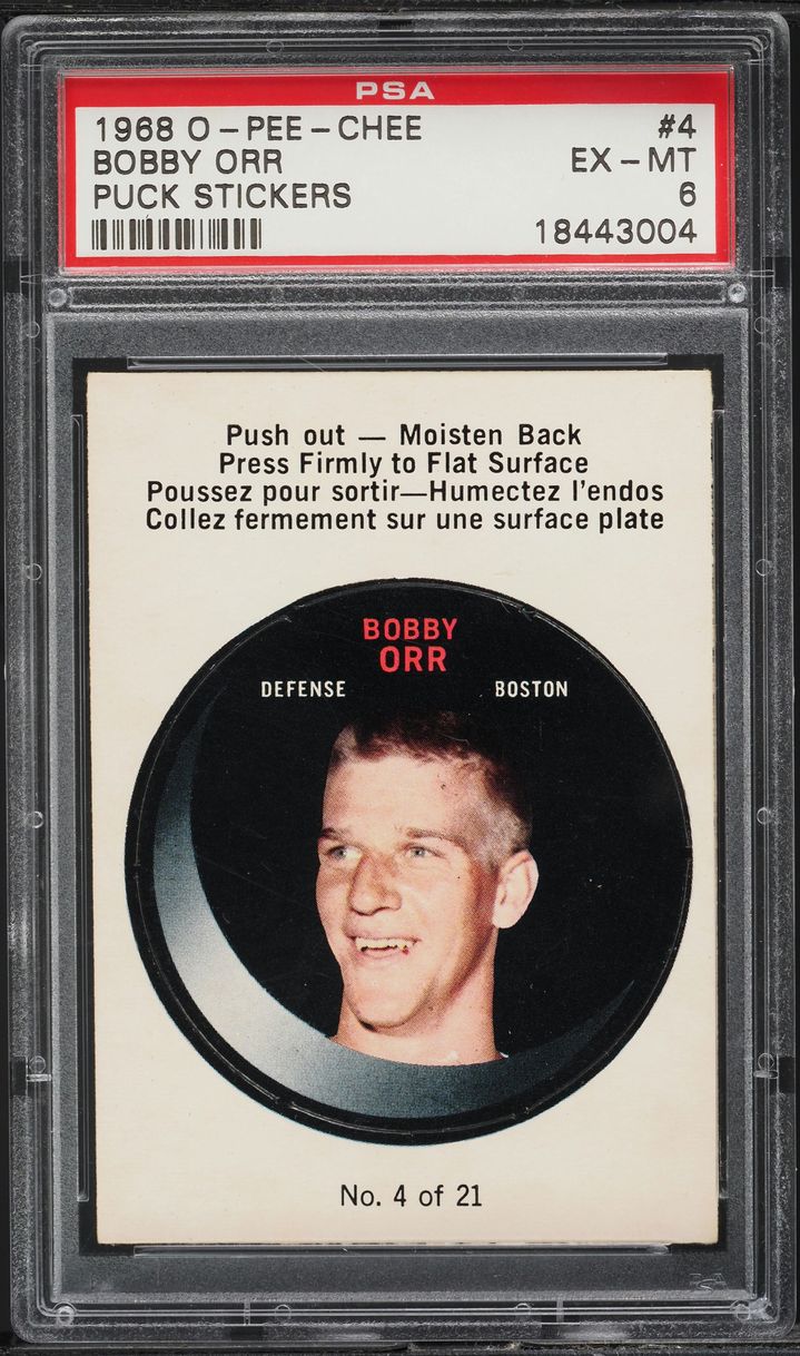 1968 O-Pee-Chee Puck Stickers Hockey Bobby Orr #4 PSA 6 EXMT on ...