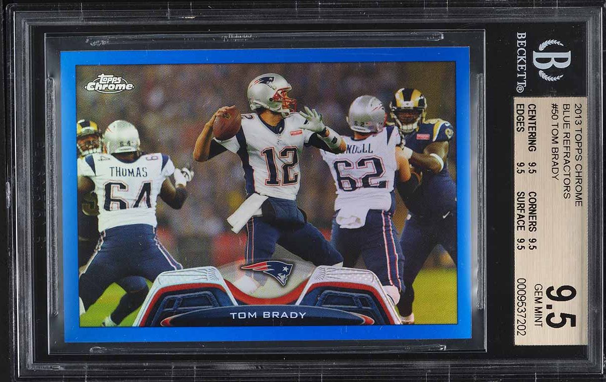 2013 Topps Chrome Blue Refractor Tom Brady /199 #50 BGS 9.5 GEM MINT on ...