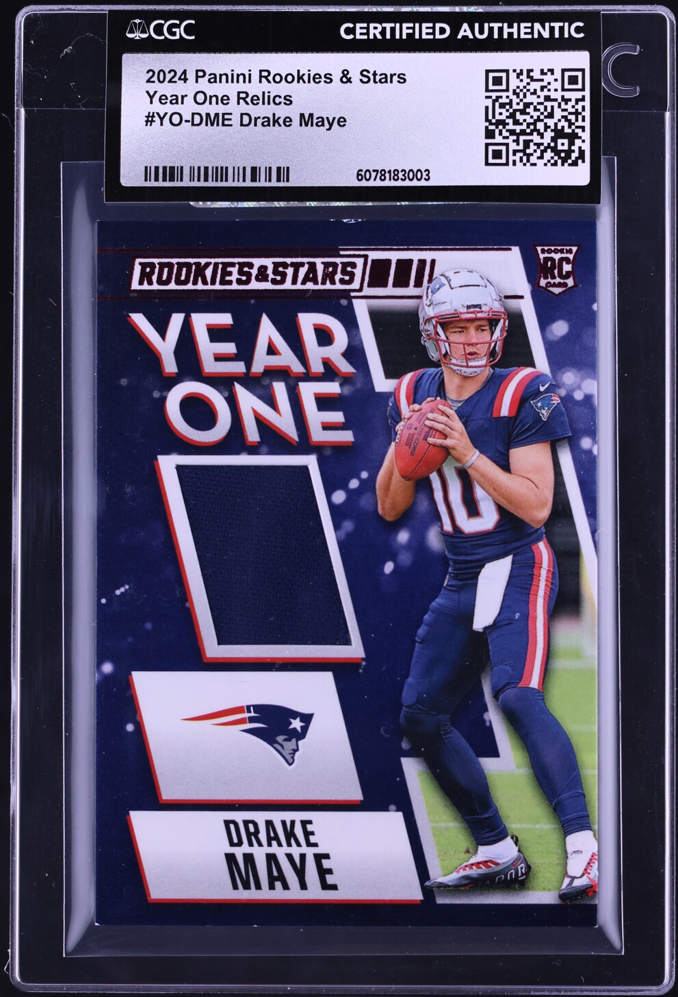 2024 Panini Rookies & Stars Year One Drake Maye ROOKIE PATCH #YO-DME ...