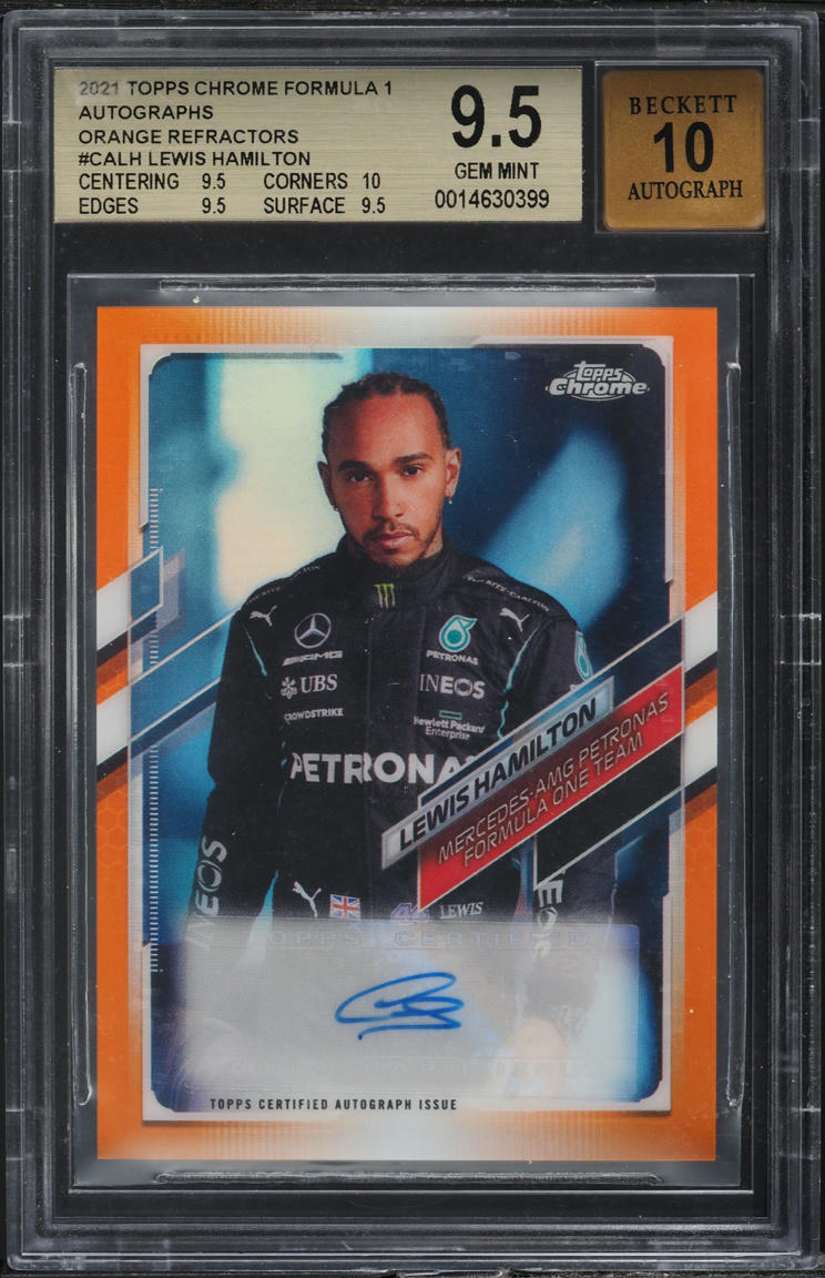 2021 Topps Chrome Formula 1 F1 Orange Refractor Lewis Hamilton AUTO /25 ...